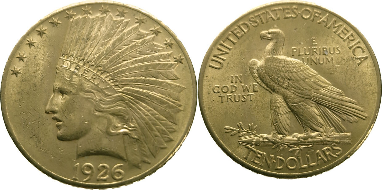 USA 10 Dollars 1926 Indian Head - Gold Extremely Fine | MA-Shops