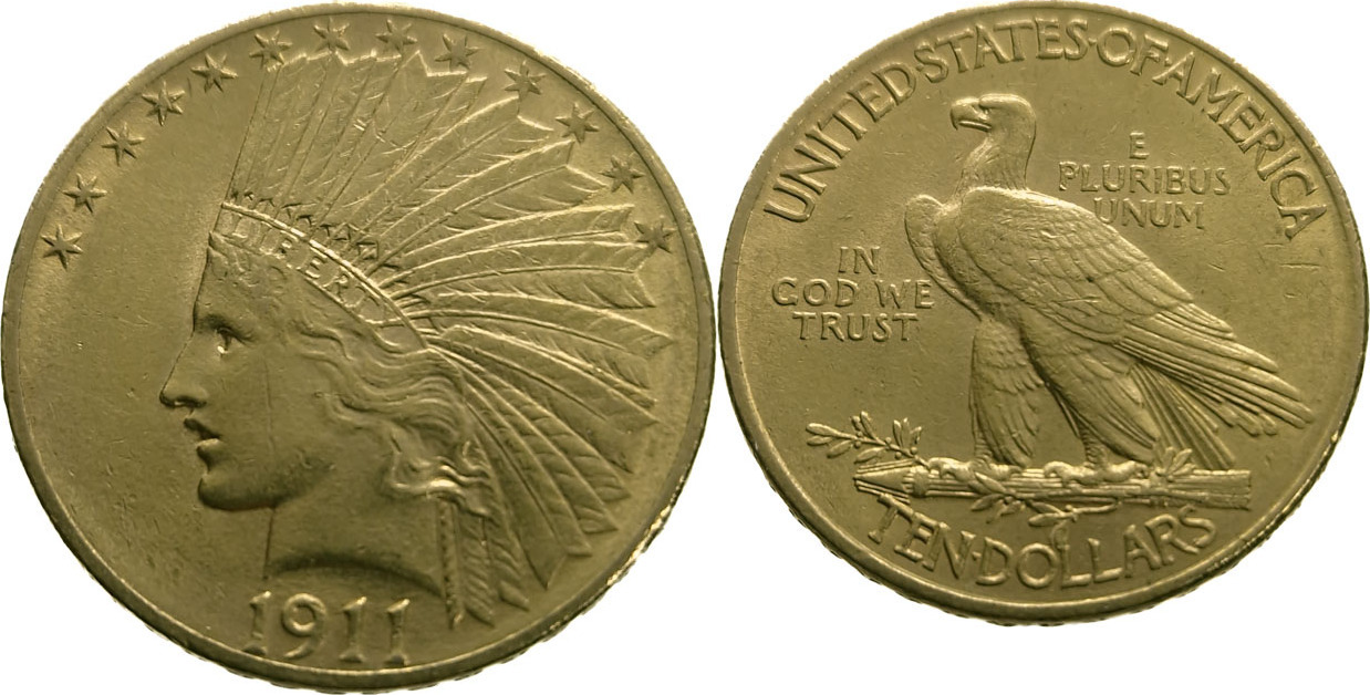 USA 10 Dollar 1911 Indian Head - Gold VF / Extremely Fine | MA-Shops
