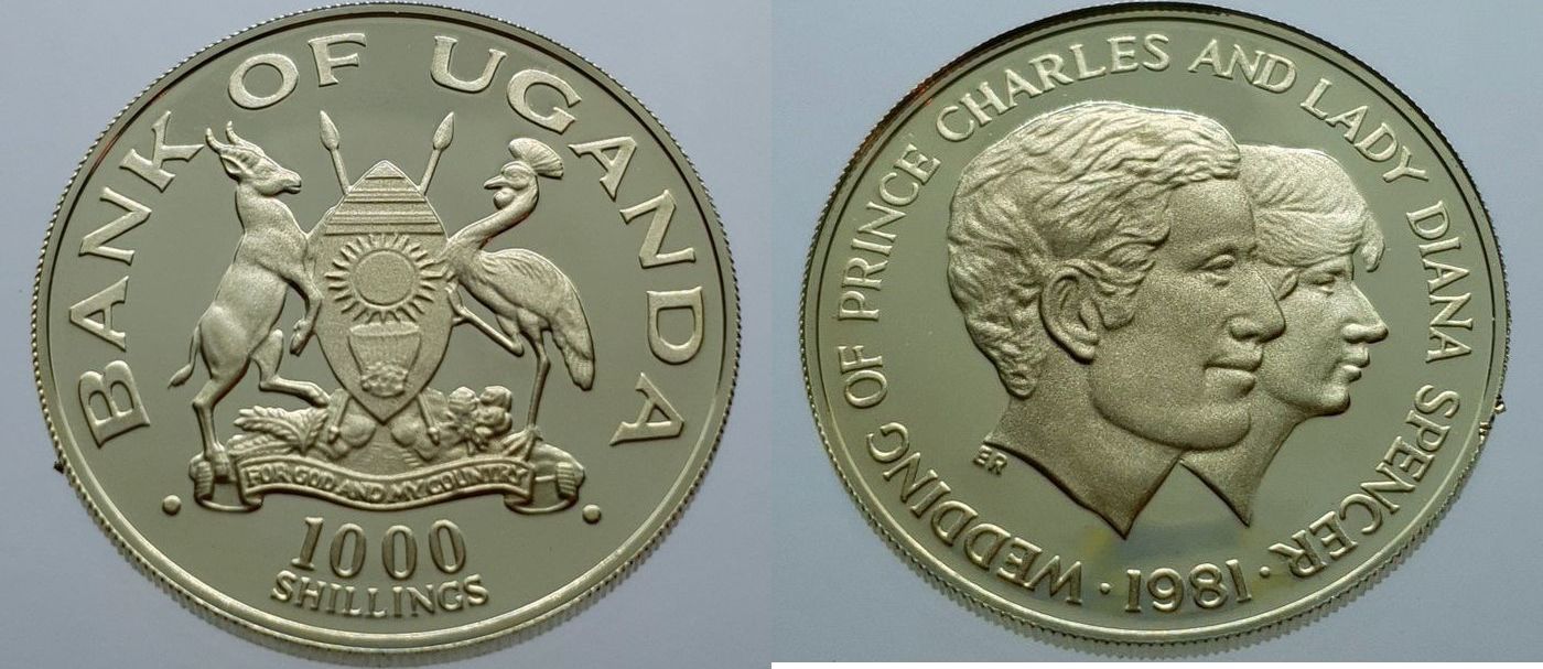 Uganda 1000 Shillings 1981 Wedding of Prince Charles and Lady Diana ...