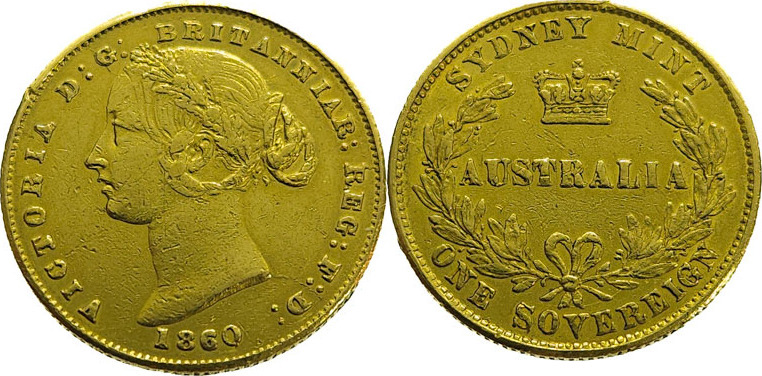 Australia Sovereign 1860 Victoria - Gold Very Fine | MA-Shops