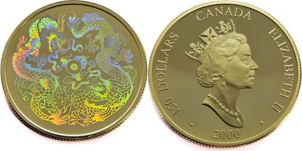 Canada 150 Dollars 2000 Year of the Dragon - Elizabeth II - Gold Proof ...