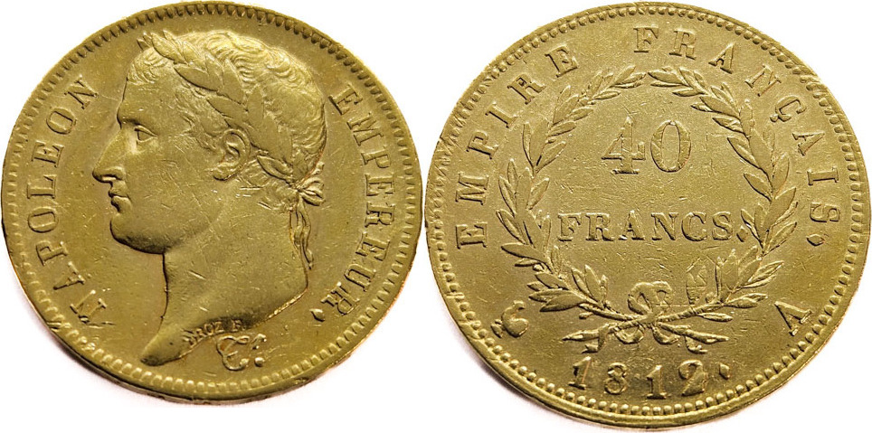 France 40 Francs 1812-A Napoleon - Gold Very Fine+ | MA-Shops