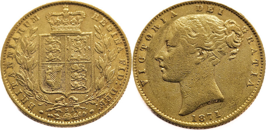 Australia Sovereign 1871-S Victoria - Gold Very Fine+ | MA-Shops