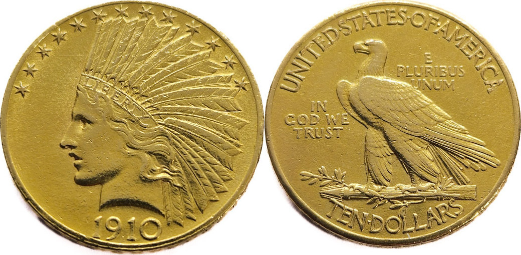 USA 10 Dollar 1910 Indian Head - Gold VF / Extremely Fine | MA-Shops