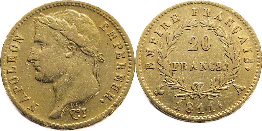 France 20 Francs 1811-A Napoleon - Gold Extremely Fine | MA-Shops