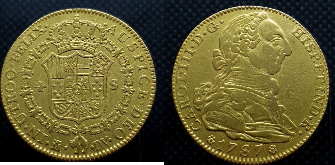 Spain 4 Escudo 1787 Carlos III - Gold Extremely Fine | MA-Shops