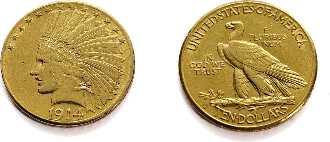 USA 10 Dollar 1914-D Indian Head - Gold Very Fine+ | MA-Shops