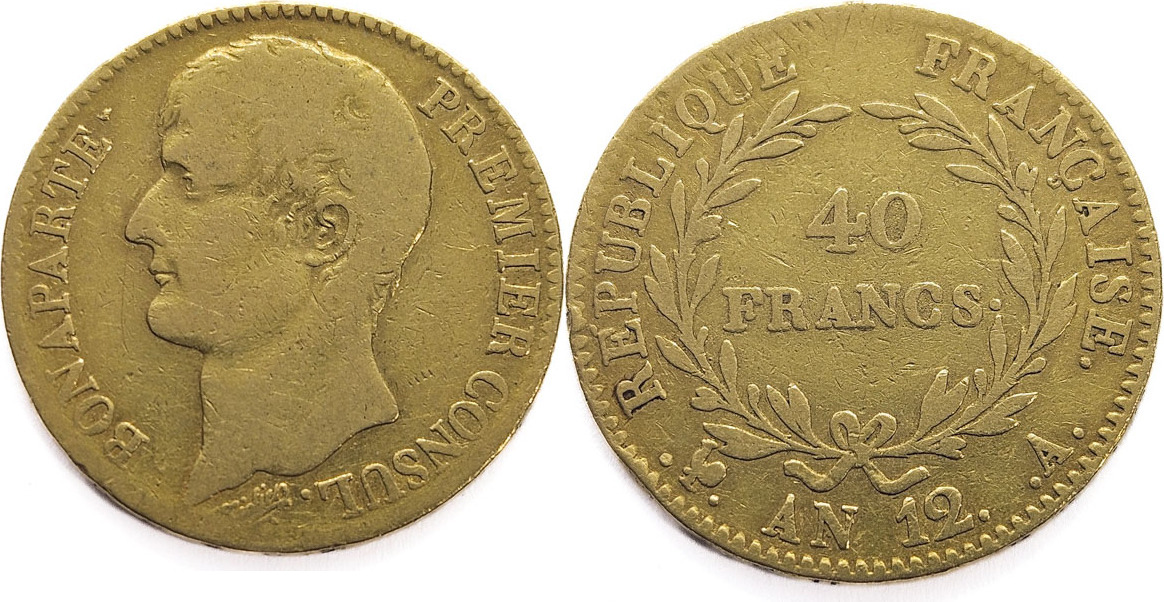 France 40 Francs AN12-A (1803) Napoleon - Gold Very Fine | MA-Shops
