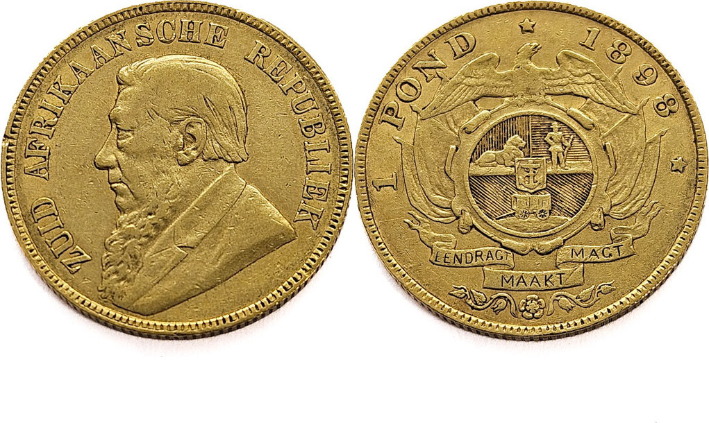 South-Africa 1 Pond 1898 Paul Kruger - Gold Very Fine+ | MA-Shops