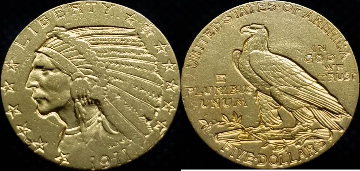 USA 5 Dollar 1911 Indian Head - Gold Very Fine + | MA-Shops