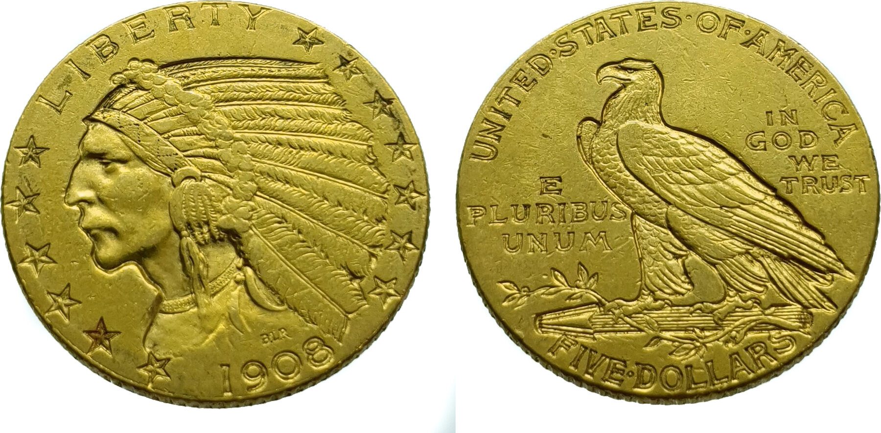 USA 5 Dollars 1908 Indian Head - Gold Extremely Fine | MA-Shops