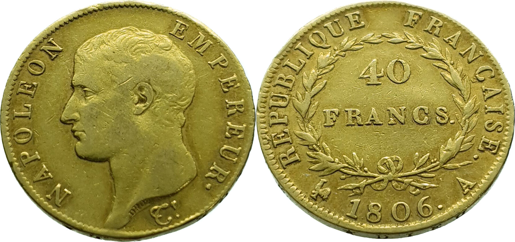 France 40 Francs 1806-A Napoleon - Gold Very Fine+ | MA-Shops