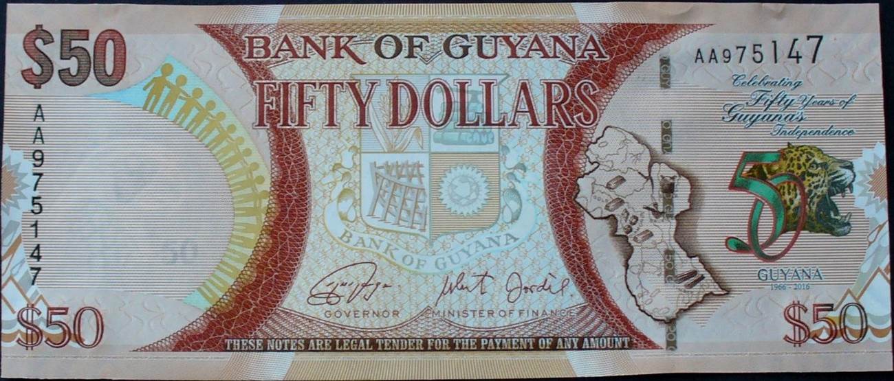 Guyana 50 Dollars 2016 P.41 / GBN / 50 Jahre Unabhängigkeit UNC | MA-Shops