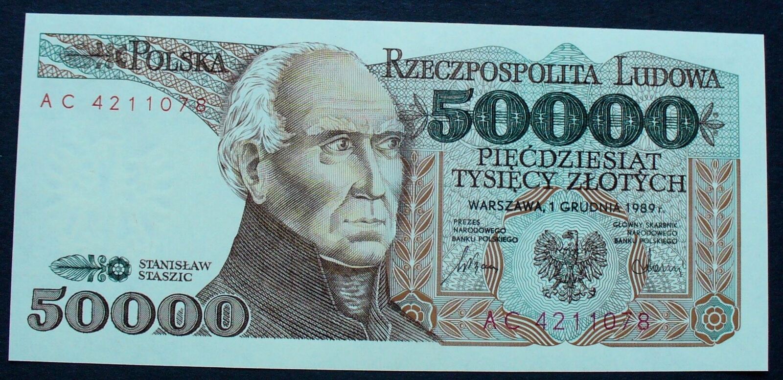 Polen 50 000 Zloty 1 2 1989 P 153 A Serie AC 4211078 UNC MA Shops Polen 50 000 Zloty 1 2 1989 P 153 A Serie AC 4211078 UNC MA Shops