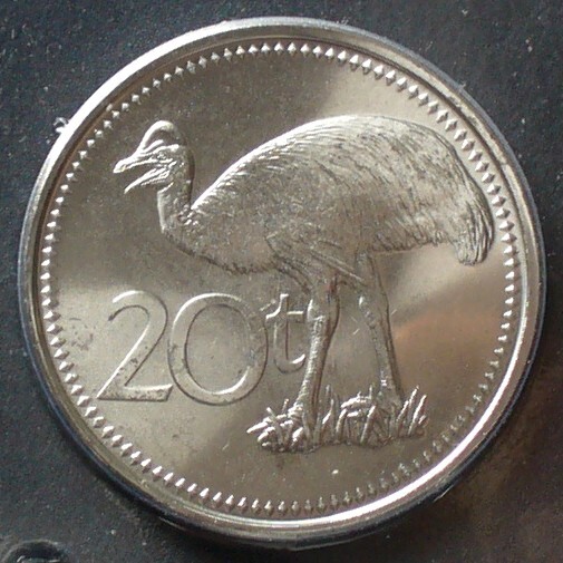 Papua-Neuguinea 20 Toea 2005 S.5 a / E, N galv. / Staatswappen BU (MS65 ...