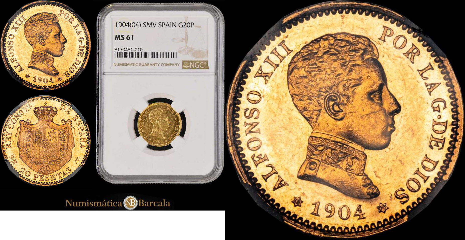 Madrid 20 Pesetas 1904(04) 1886-1931 Alfonso XIII MS61 | MA-Shops