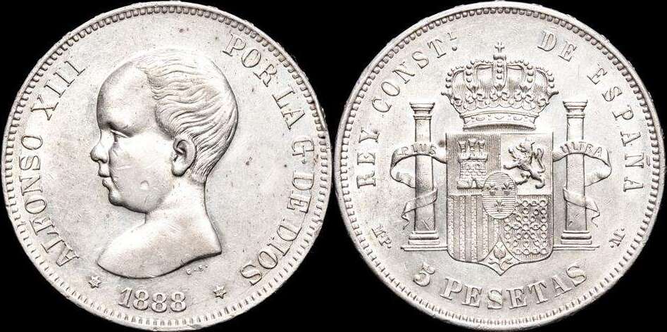 Madrid 5 Pesetas 1888*18-88 1886-1931 Alfonso XIII EBC | MA-Shops