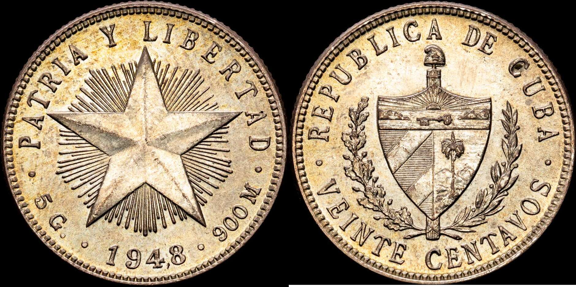 20 Centavos 1948 Cuba UNC | MA-Shops