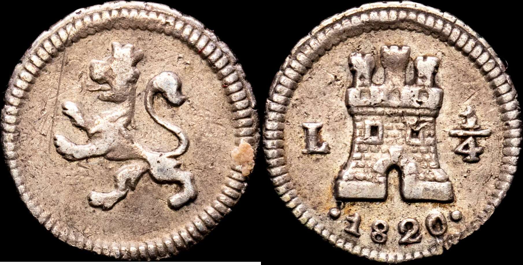 Lima (Perú) 1/4 de Real 1820 1808-1833 Fernando VII MBC | MA-Shops