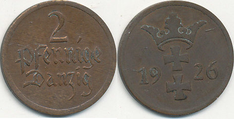 Danzig 2 Pfennige 1926 VF | MA-Shops