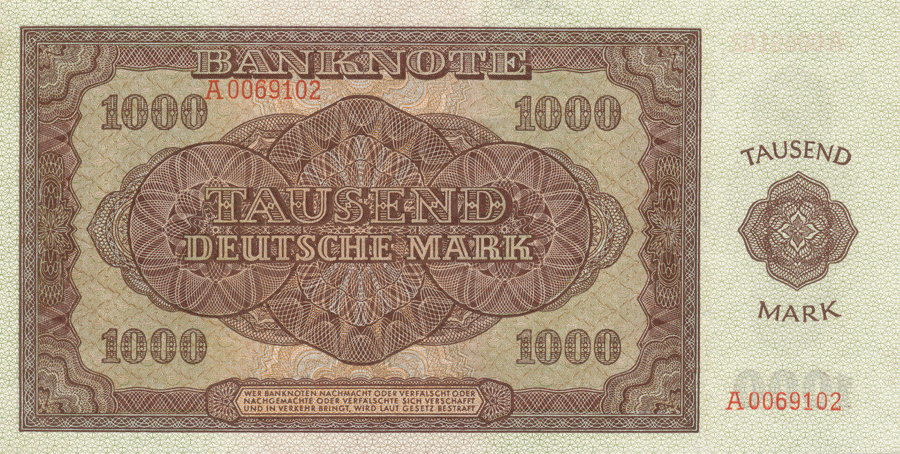 Deutschland,DDR, 1000 Mark 1948 Ro.347 Serie:A, AU-55, | MA-Shops