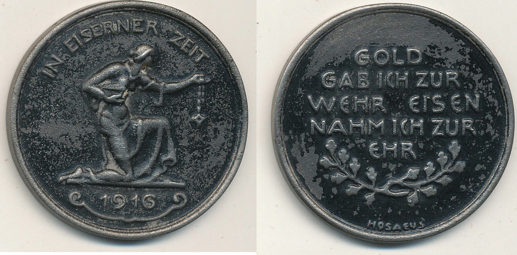 Deutsches Reich,Kaiserreich, Eisen Medaille, 1916 IN EISENER ZEIT, VF ...