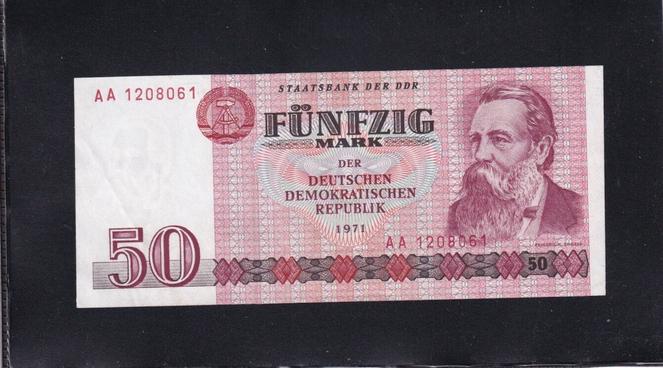 Deutschland DDR, 50 Mark 1971 Ro.360a, DDR-22a, Typensatz Serie: AA, EF ...