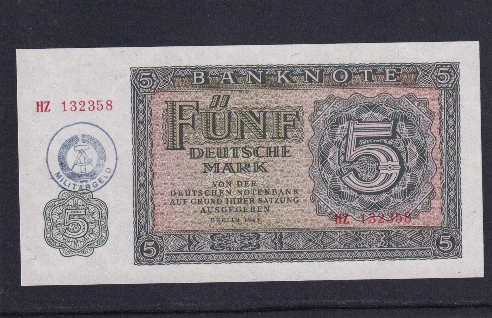 Deutschland, DDR, 5 Mark 1955(1982) Militär Geld der DDR, GEM UNC, | MA ...
