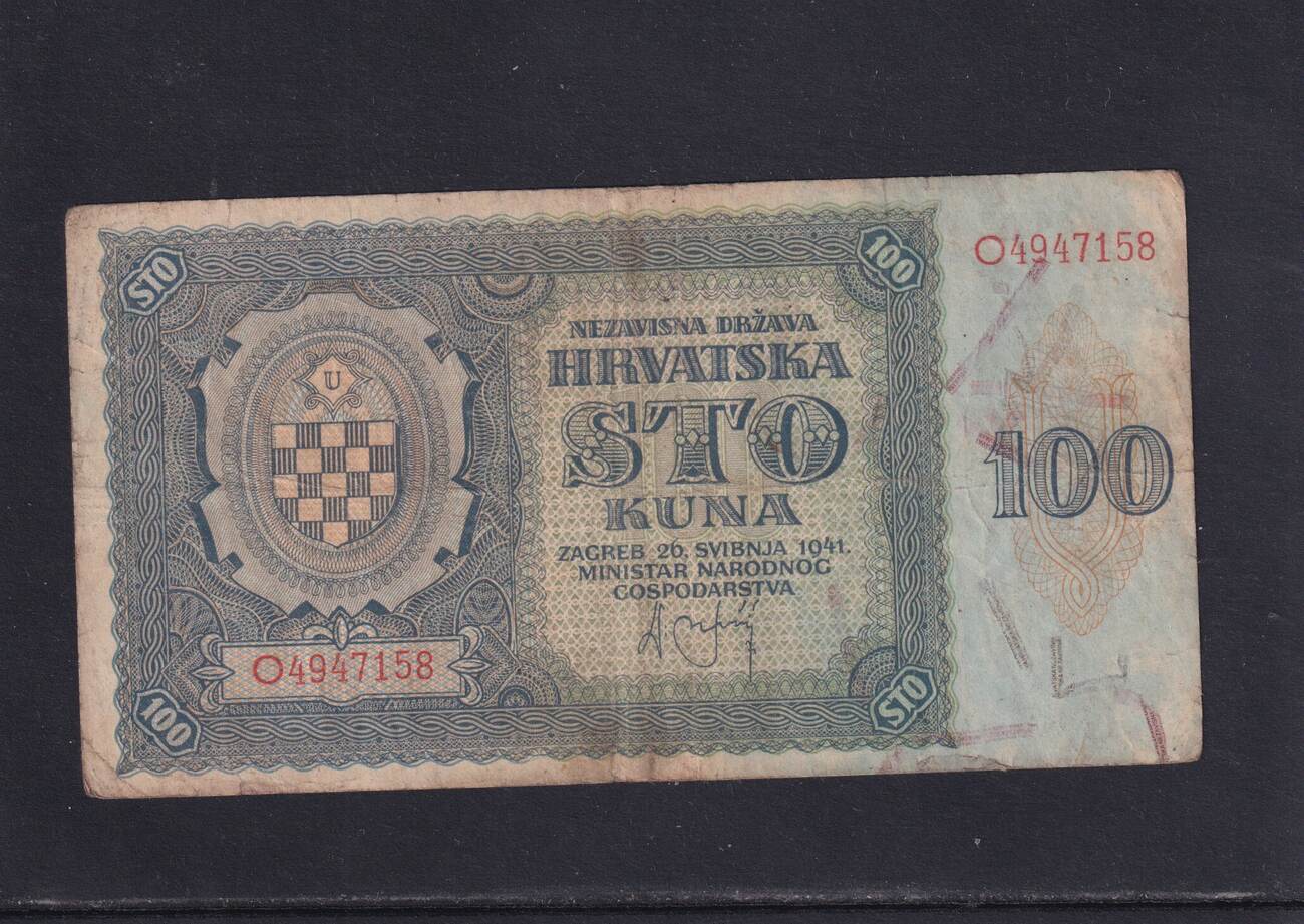 Kroatien 100 Kuna 1941 Serie: O, F IV+, | MA-Shops
