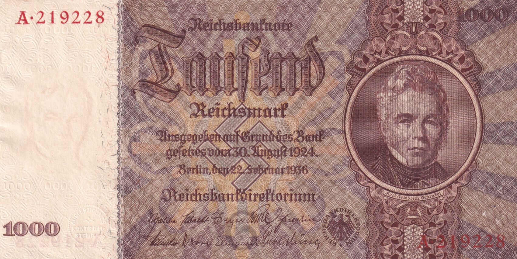 Deutsches Reich, Drittes Reich, 1000 Reichsmark 1936 Ro.177, DEU-212 ...