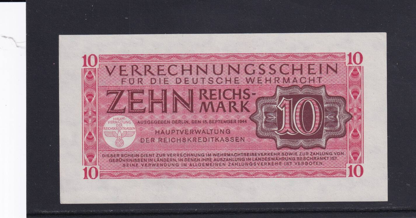 Drittes Reich, Deutsche Wehrmacht, 10 Reichsmark 1944 Ro.513, DWM-10 ...