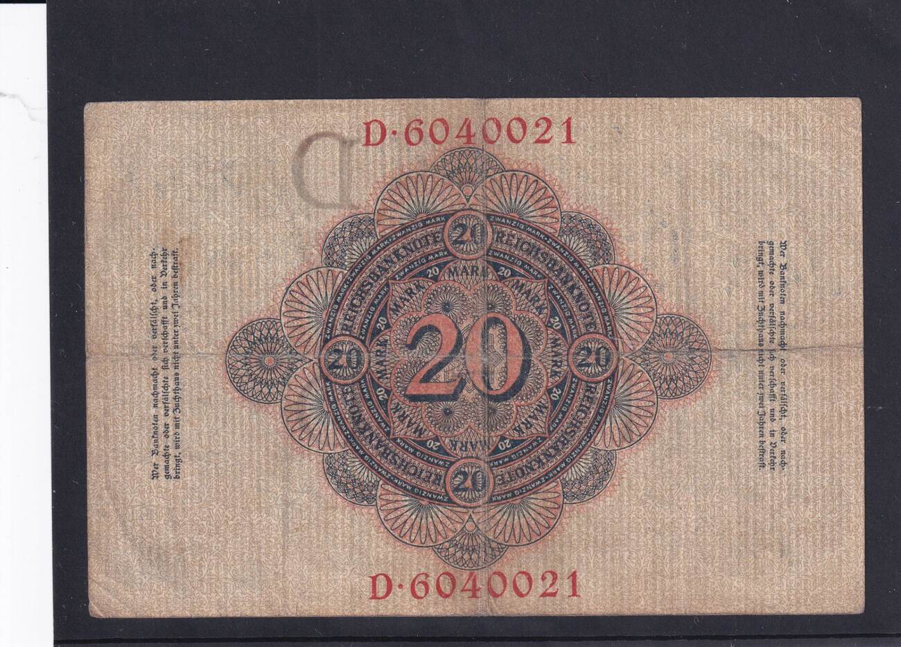 Kaiserreich, Reichsbanknote, 20 Mark 1908 Ro.31,DEU-29, Serie: D, Udr ...