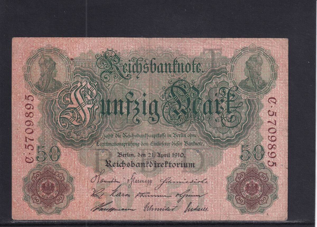 Kaiserreich, Reichsbanknote, 50 Mark 1910 Ro.42, DEU-38, Serie: C, Udr ...