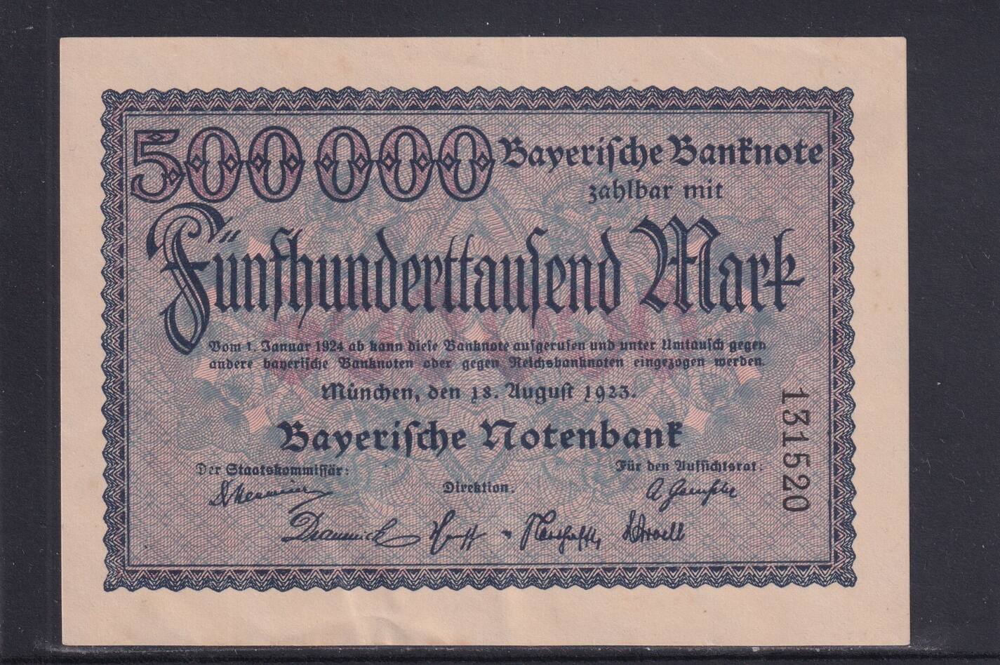Weimarer Republik, Bayern, 500000 Mark 1923 EF+, | MA-Shops