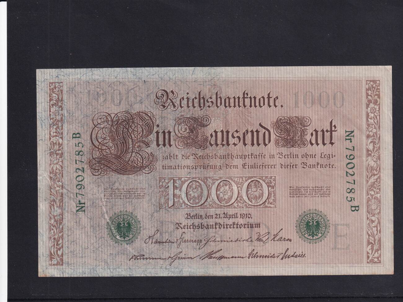 Kaiserreich, Reichsbanknote, 1000 Mark 1910 Ro.46b, DEU-69b, Siegel ...