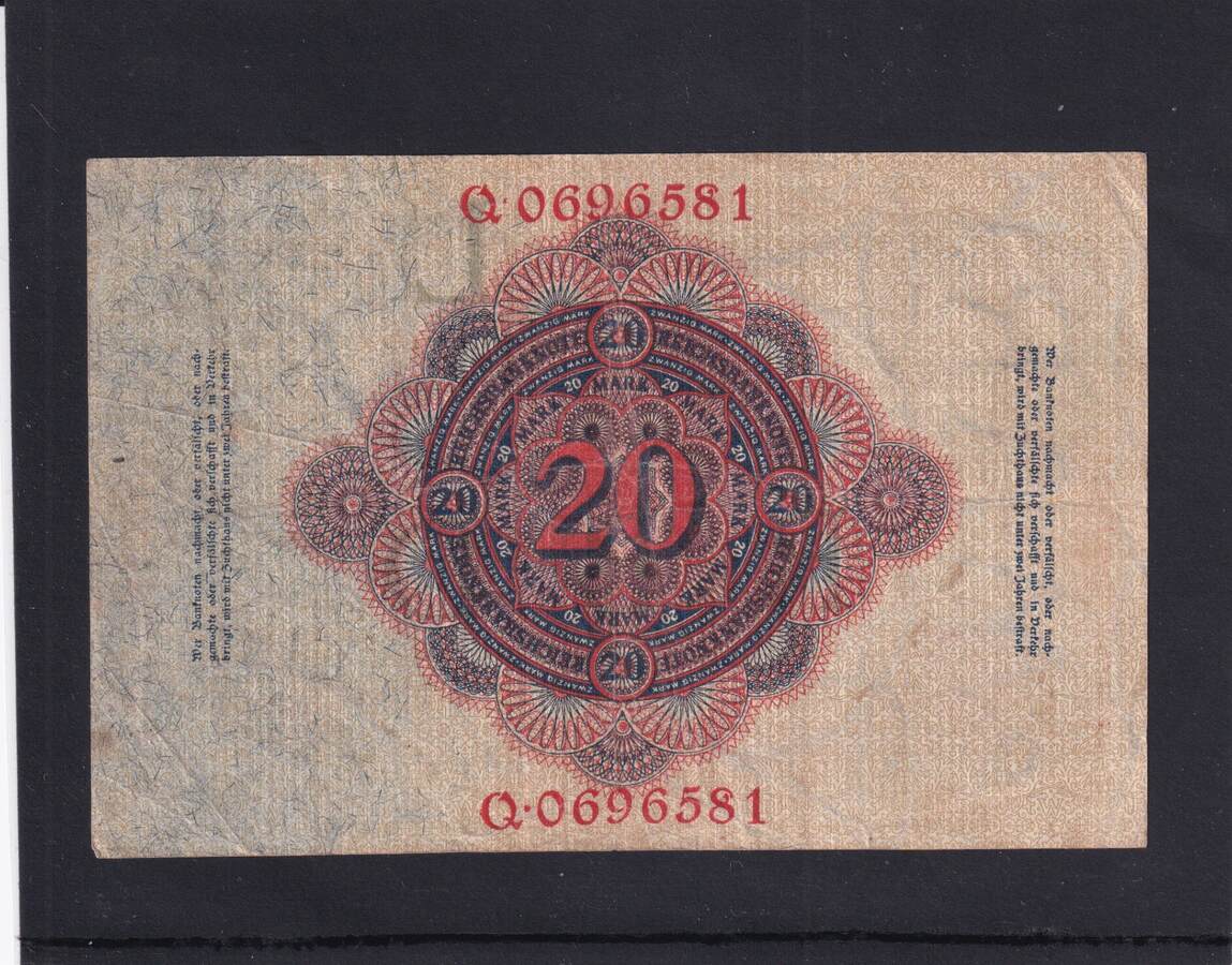 Kaiserreich, Reichsbanknote, 20 Mark 1914 Ro.47b, DEU-41b, KN 7 stellig ...