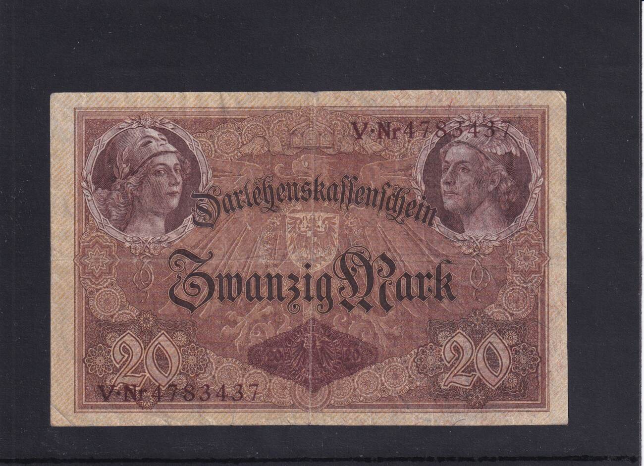 Kaiserreich, Reichsbanknote, 20 Mark 1914 Ro.49b, DEU-55b, KN 7 stellig ...