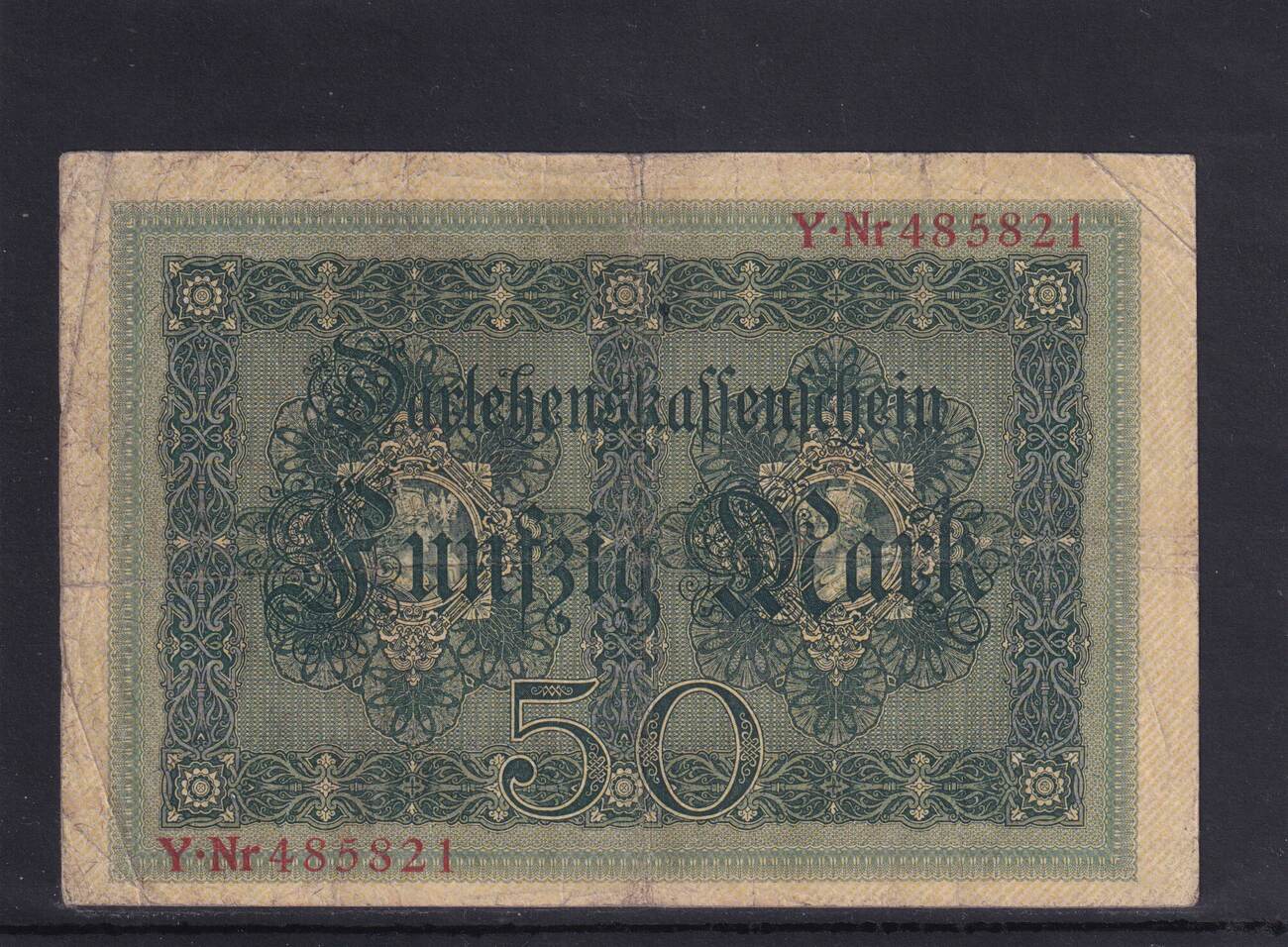 Kaiserreich, Reichsbanknote, 50 Mark 1914 Ro.50a, DEU-56a, KN 6 stellig ...