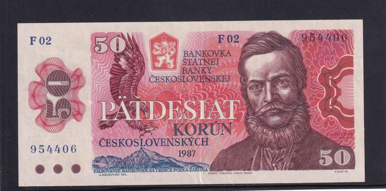 Tschechoslowakei 50 Kronen 1987 Serie F 02 Ef Ma Shops