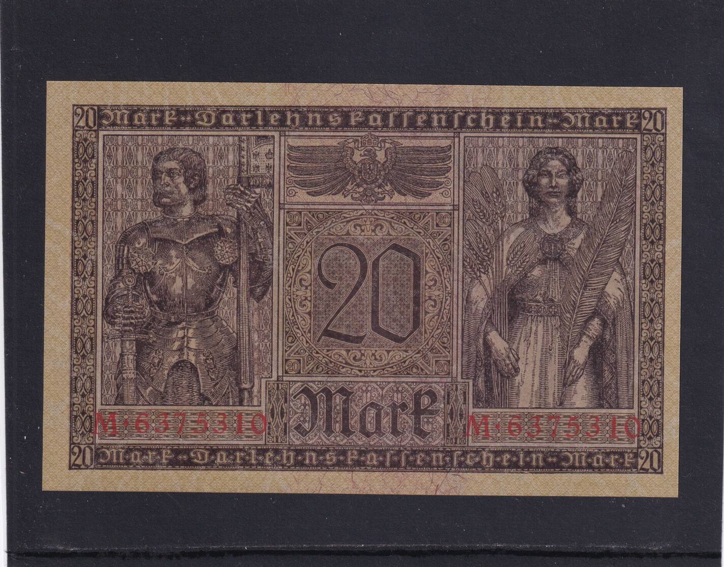 Kaiserreich, Reichsbanknote, 20 Mark 1918 Ro.55, DEU-62, Serie: M, GEM ...