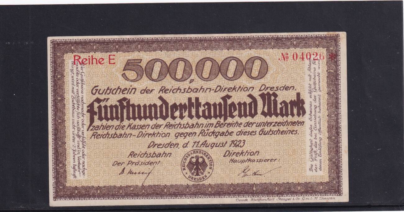 Weimarer Republik, Reichsbahn, 500000 Mark 1923 Reichsbahn-Direktion ...