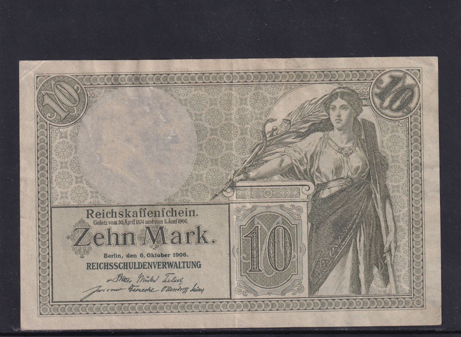 Kaiserreich, Reichsbanknote, 10 Mark 1906 Ro.27b, DEU-53b, KN 7 stellig ...