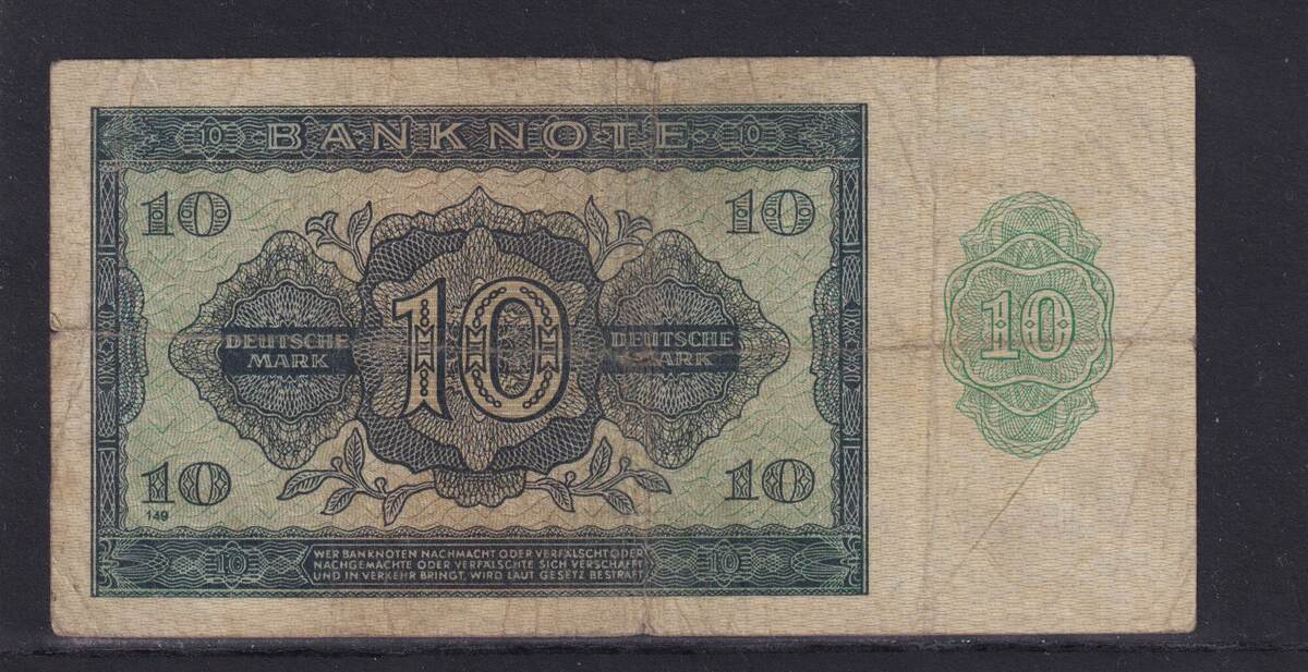 Deutschland, DDR, 10 Mark 1948 Ro.343d, DDR-5, KN 7 stellig Serie: RS ...