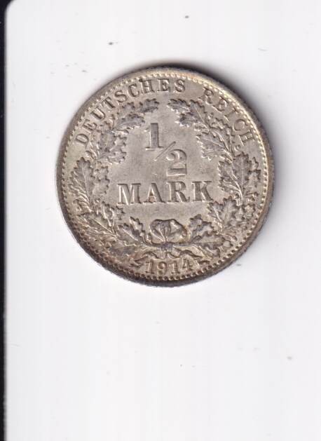 Deutsches Reich, Kaiserreich, 1/2 Mark 1914 A AU, Silber, | MA-Shops