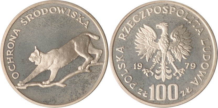 Polen 100 Zlotych 1979 Nordluchs/Luchs Proof | MA-Shops