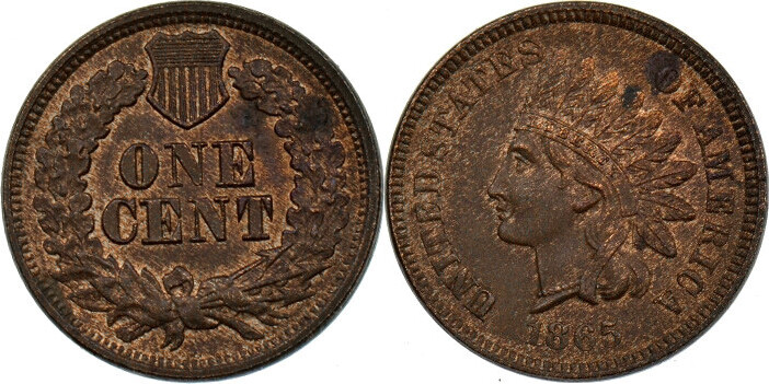 USA 1 Cent 1865 Indian Head UNC, Patina | MA-Shops