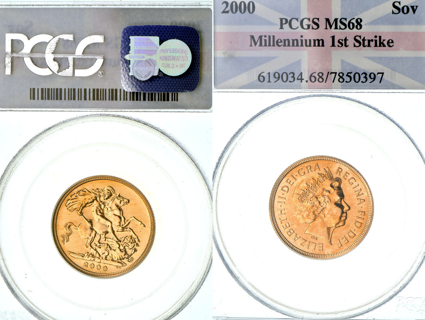 Großbritannien Sovereign 2000 Millennium 1st Strike im PCGS Slab MS68 (PCGS) | MA-Shops