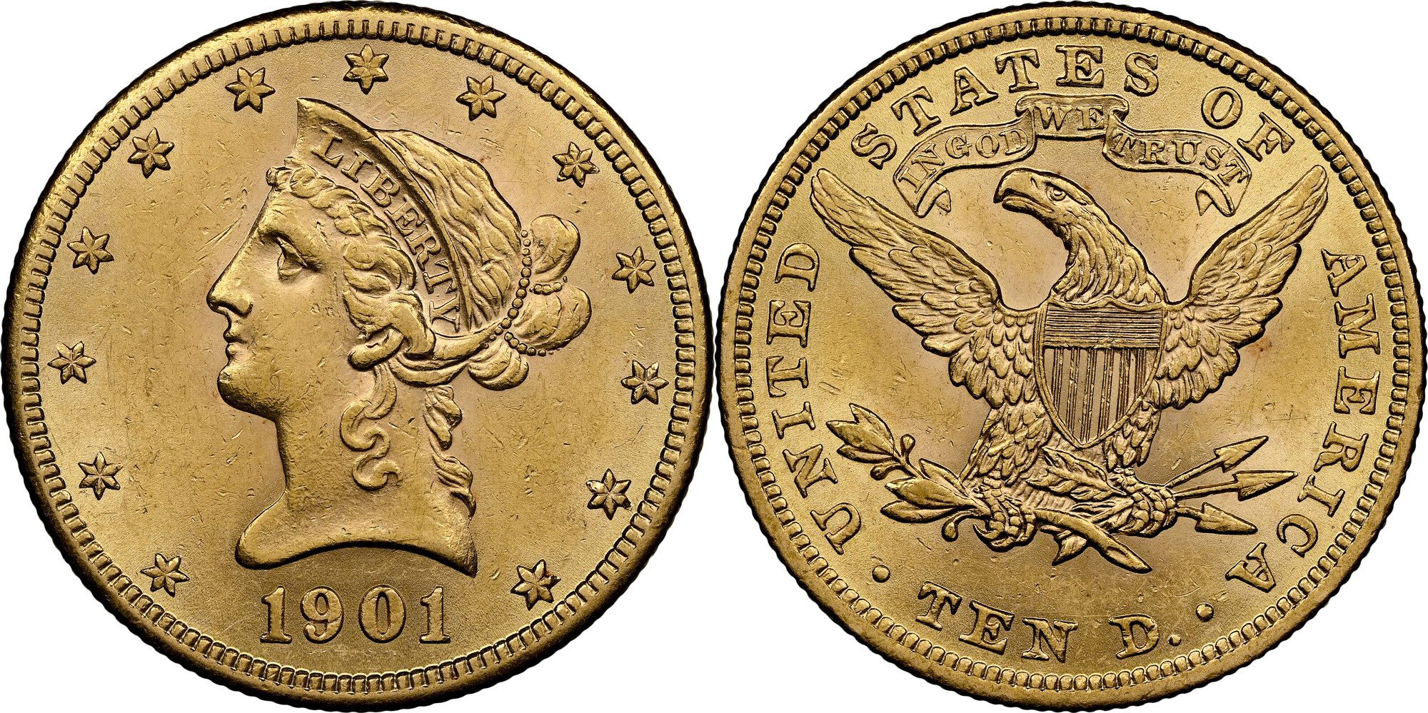 USA $10 EAGLE 1901 UNC | MA-Shops