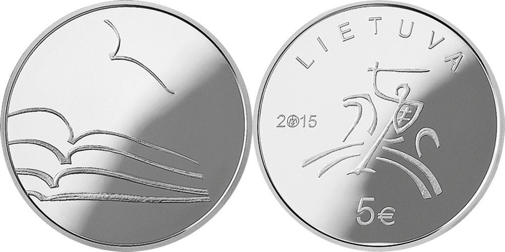 2015 5 euros silver coin Literature, Lithuania Proof | MA-Shops