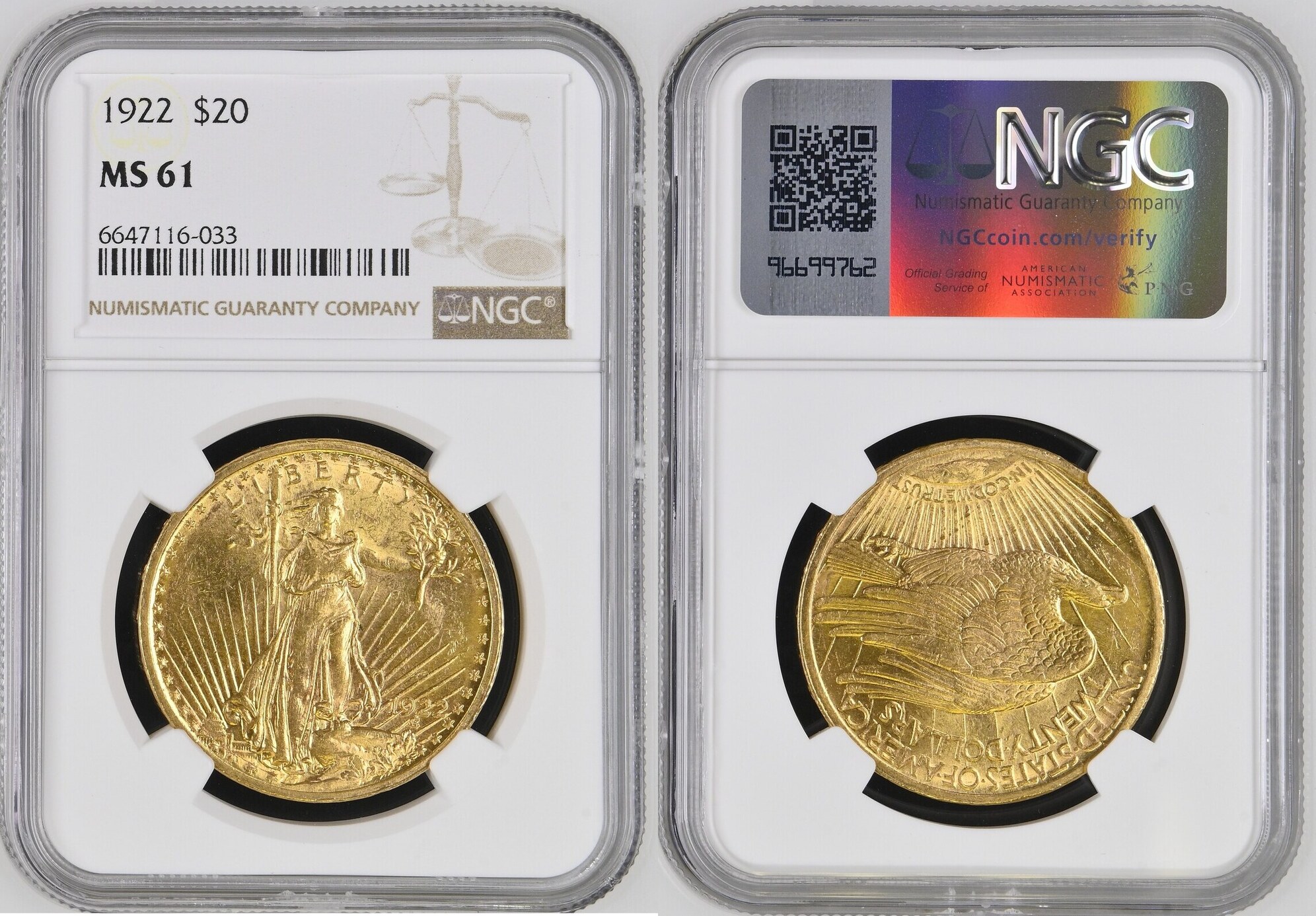 USA $20 DOUBLE EAGLE 1922 NGC MS 61 | MA-Shops
